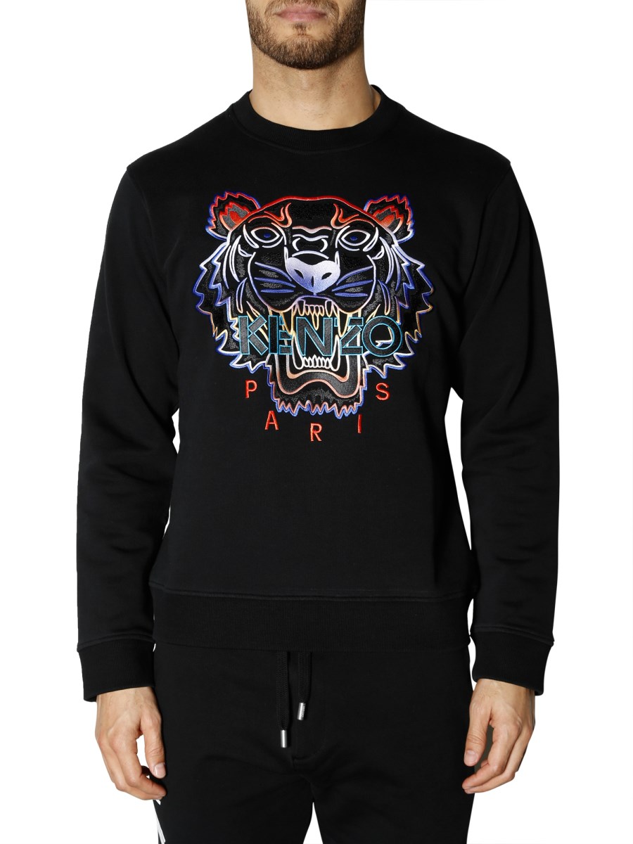 KENZO - FELPA GIROCOLLO IN COTONE CON TIGRE RICAMATA - Eleonora Bonucci