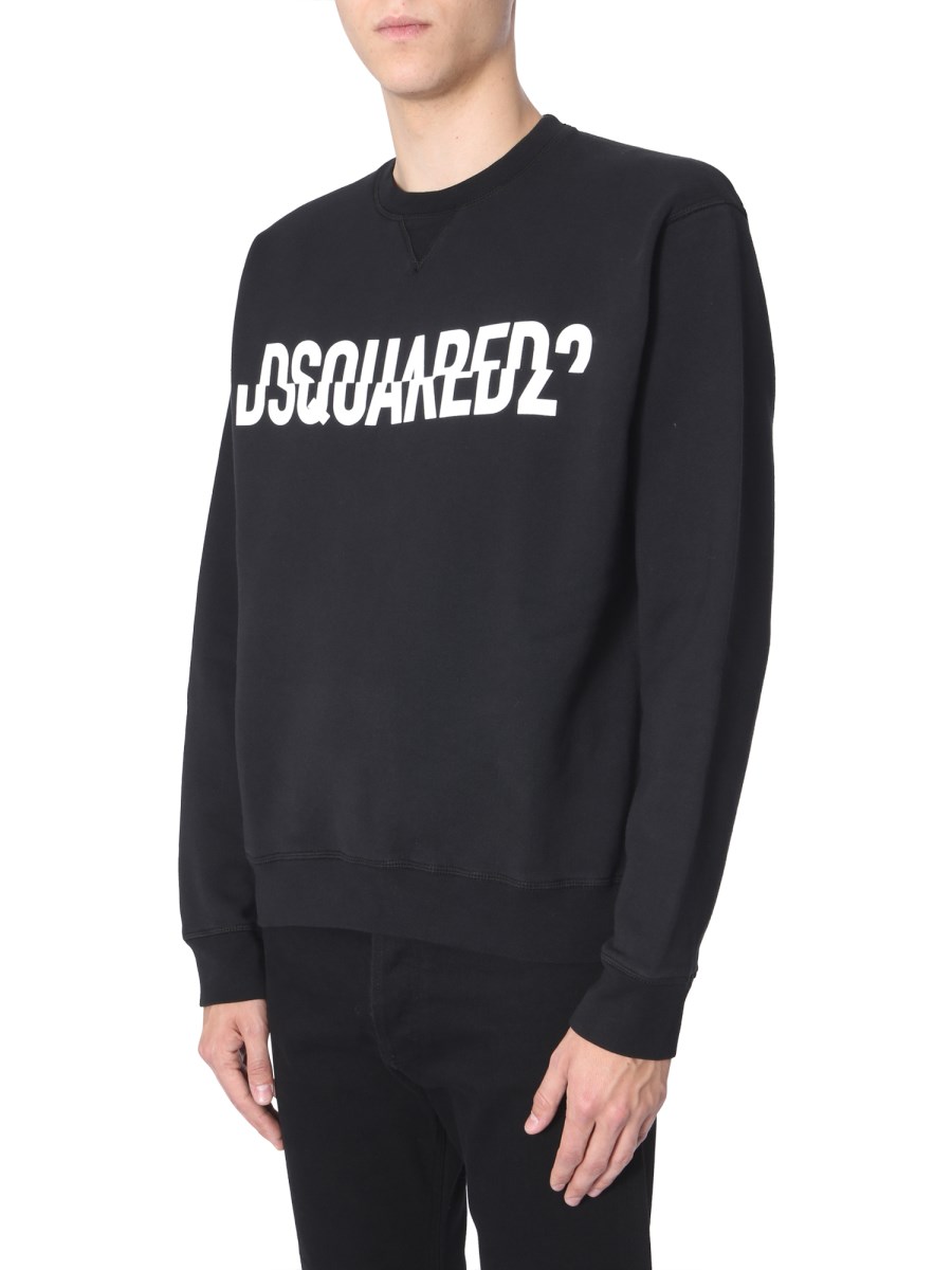 DSQUARED - FELPA GIROCOLLO IN COTONE CON STAMPA LOGO - Eleonora Bonucci