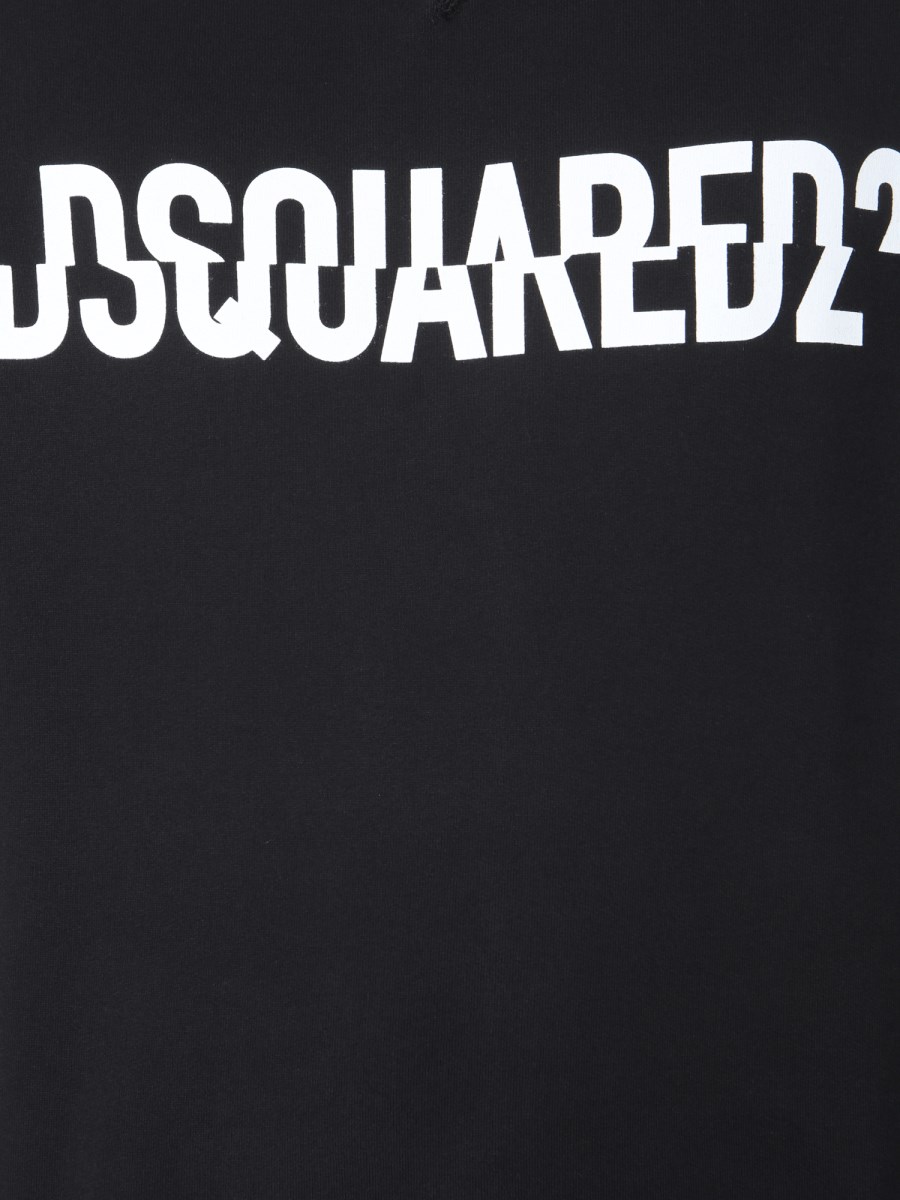 DSQUARED - FELPA GIROCOLLO IN COTONE CON STAMPA LOGO - Eleonora Bonucci