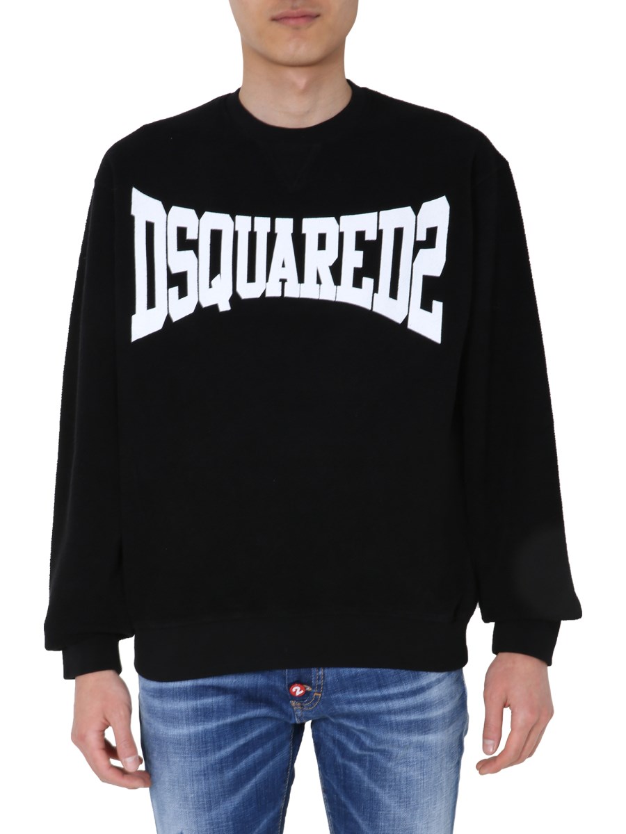 DSQUARED - FELPA GIROCOLLO IN COTONE CON LOGO - Eleonora Bonucci
