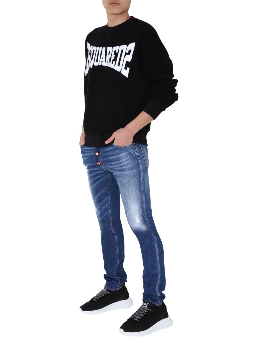 DSQUARED - FELPA GIROCOLLO IN COTONE CON LOGO - Eleonora Bonucci