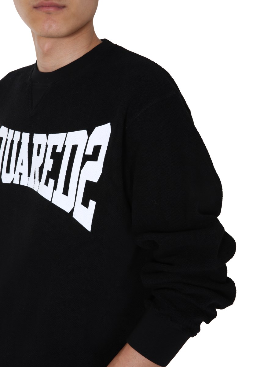 DSQUARED - FELPA GIROCOLLO IN COTONE CON LOGO - Eleonora Bonucci