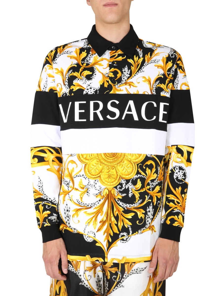 VERSACE - POLO A MANICHE LUNGHE CON MIX DI STAMPE SALE PRICE - Eleonora ...
