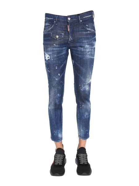 Dsquared Skater Fit Stretch Denim Jeans With Zip Men - Eleonora Bonucci
