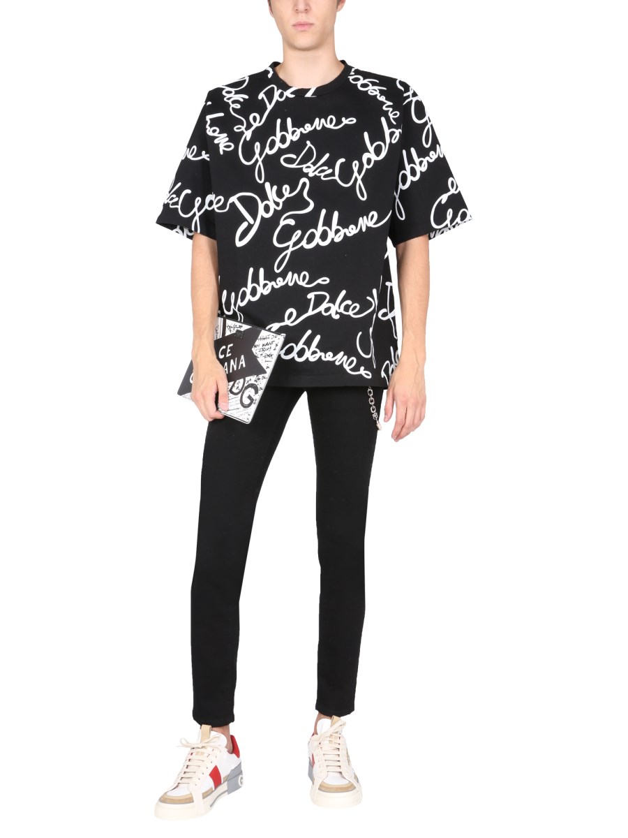 DOLCE & GABBANA - COTTON JERSEY T-SHIRT WITH ALL OVER RUBBER DOLCE & GABBANA - COTTON JERSEY T-SHIRT WITH ALL OVER RUBBER
