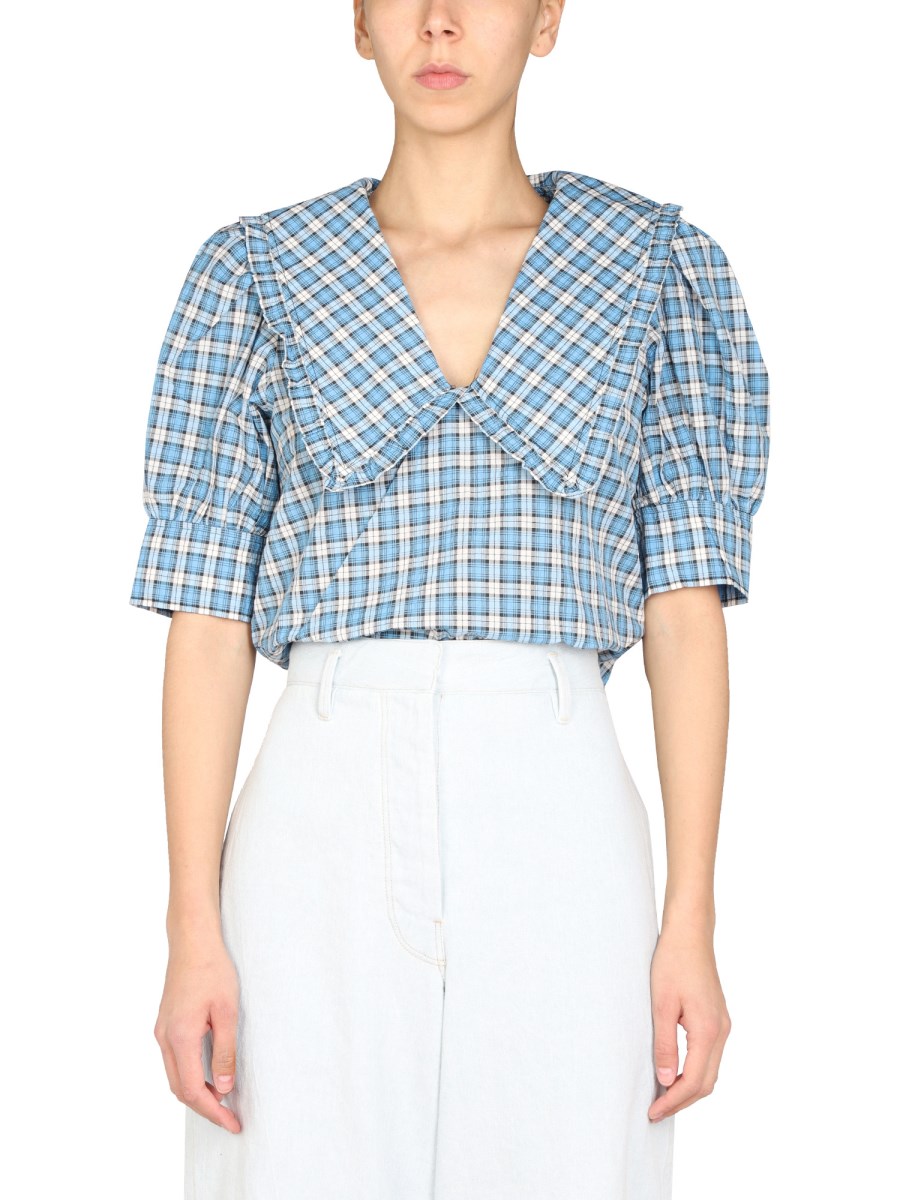 GANNI - ORGANIC COTTON CHECK PATTERN SHIRT - Eleonora Bonucci