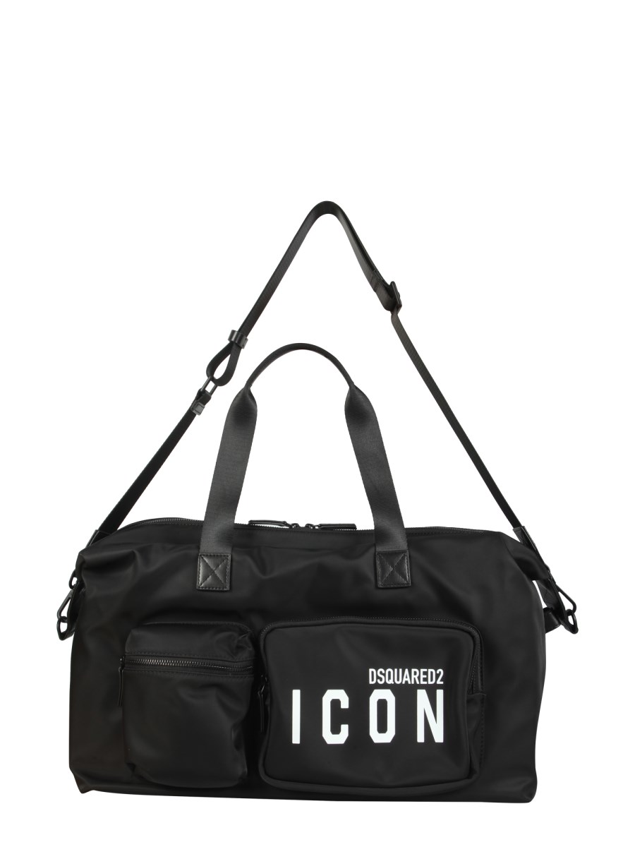 DSQUARED - DUFFLE NYLON BAG WITH ICON PRINT - Eleonora Bonucci