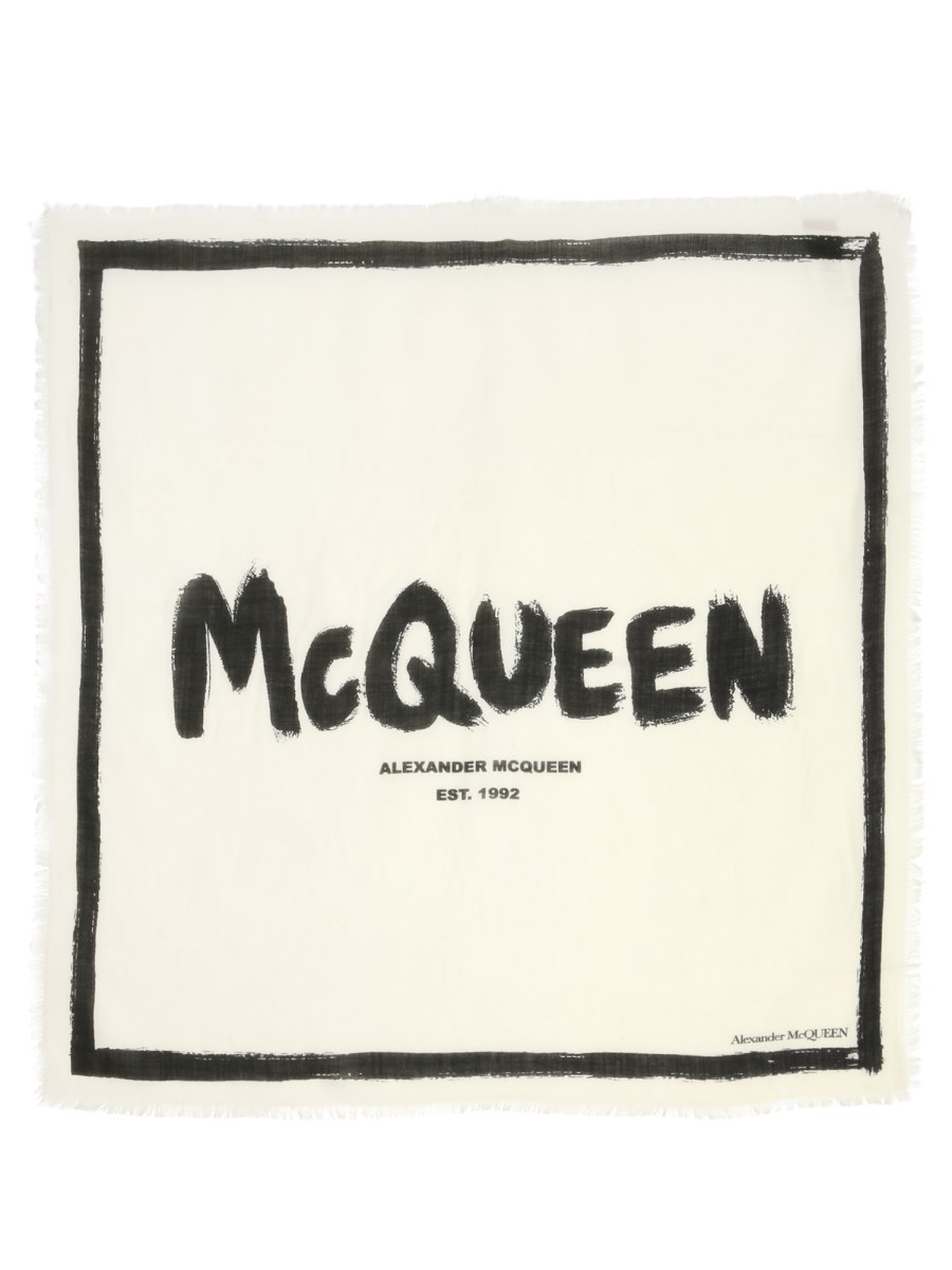 ALEXANDER McQUEEN - GRAFFITI LOGO WOOL SCARF - Eleonora Bonucci