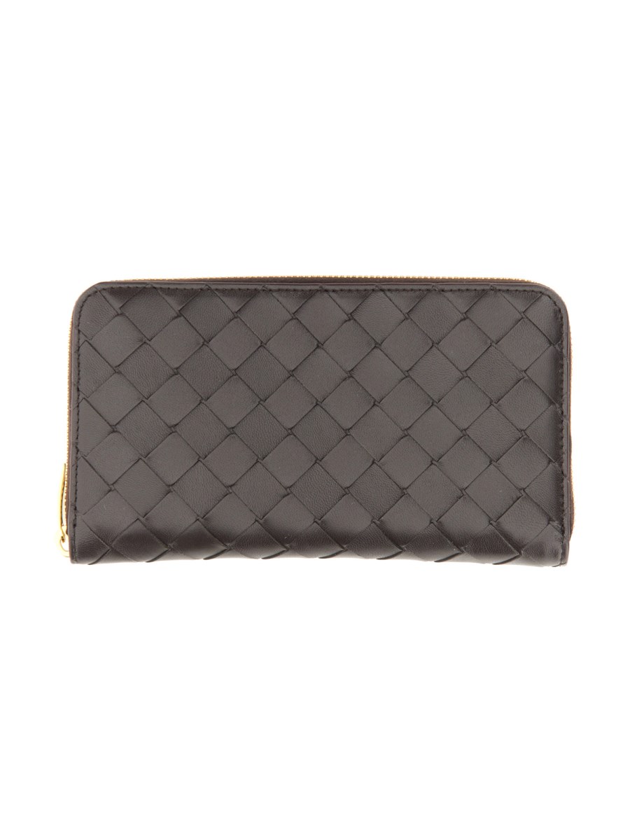 BOTTEGA VENETA - LEATHER ZIPPER WALLET WITH WOVEN PATTERN - Eleonora ...
