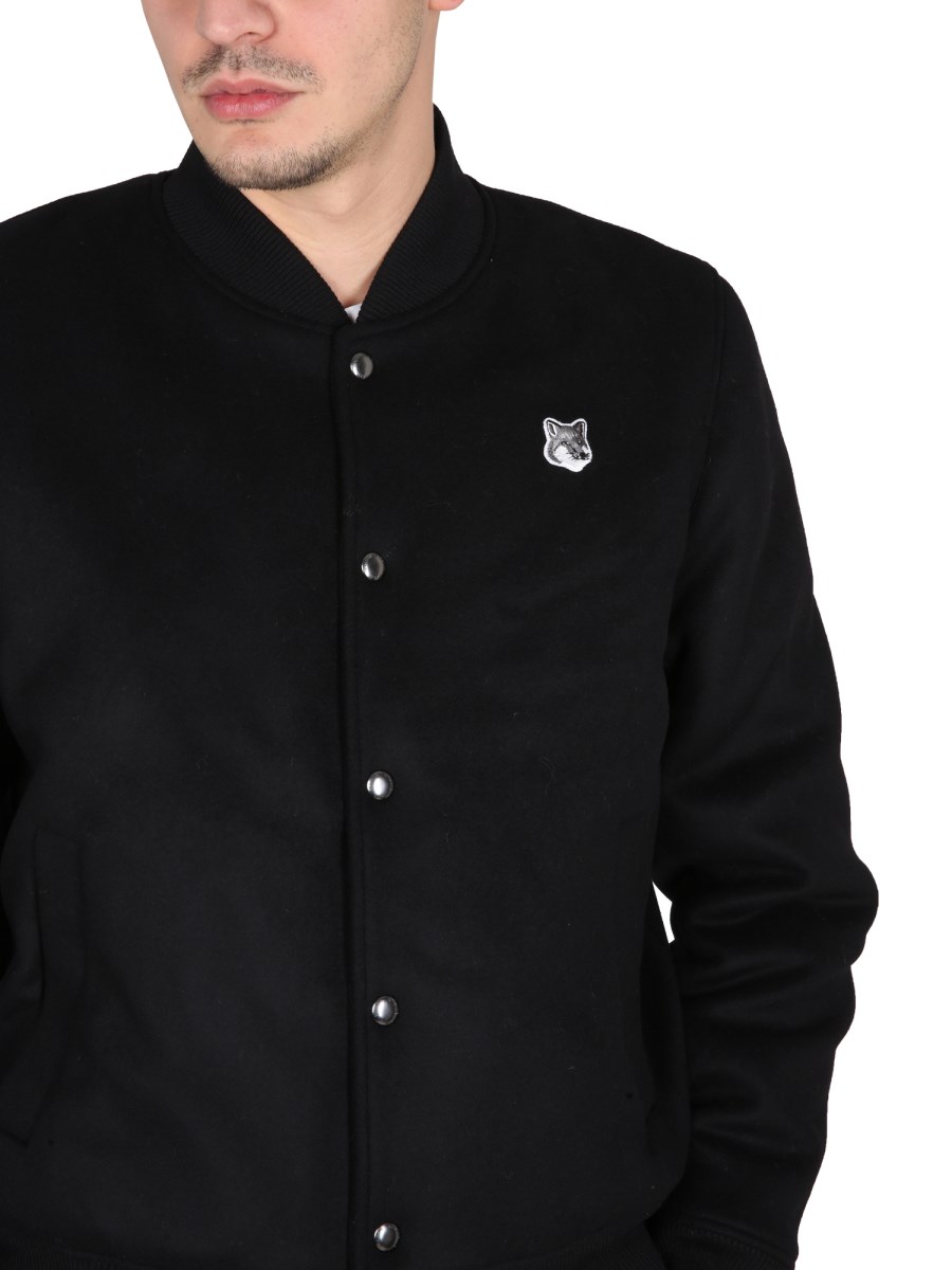 MAISON KITSUNÉ - CLASSIC TEDDY WOOL BLEND BOMBER JACKET WITH MAISON KITSUNÉ - CLASSIC TEDDY WOOL BLEND BOMBER JACKET WITH