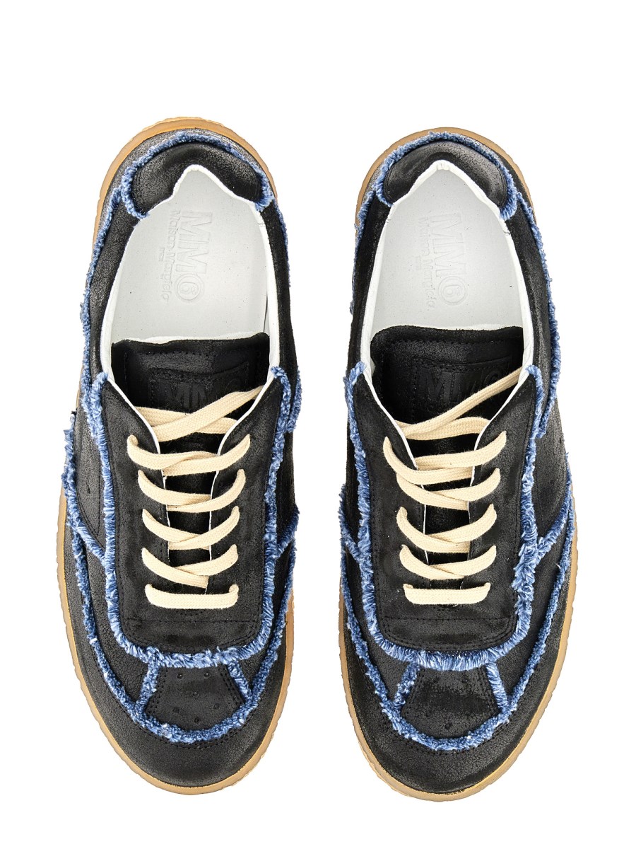 MM6 MAISON MARGIELA - CRACKLE-EFFECT LEATHER SNEAKER WITH MM6 MAISON MARGIELA - CRACKLE-EFFECT LEATHER SNEAKER WITH