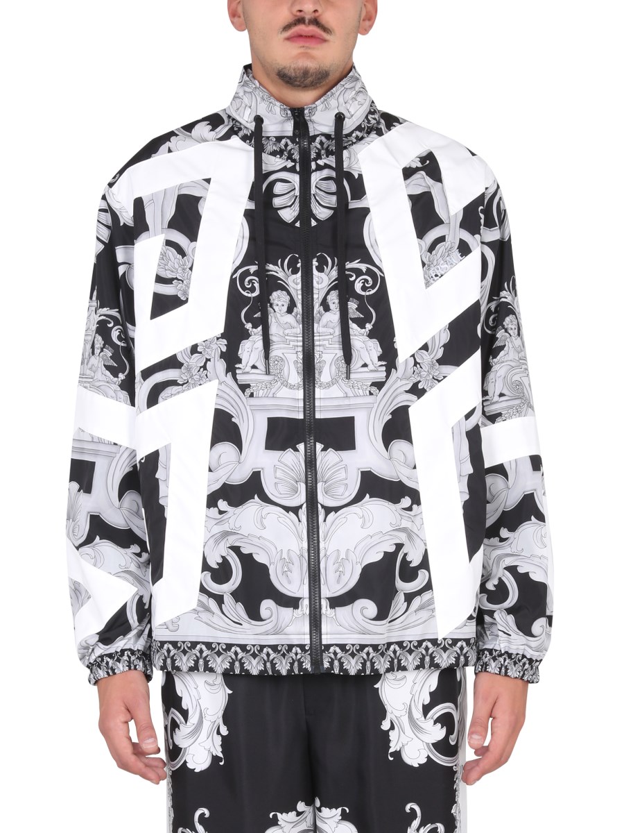 VERSACE - SILVER BAROQUE JACKET IN TECHNICAL FABRIC - Eleonora Bonucci