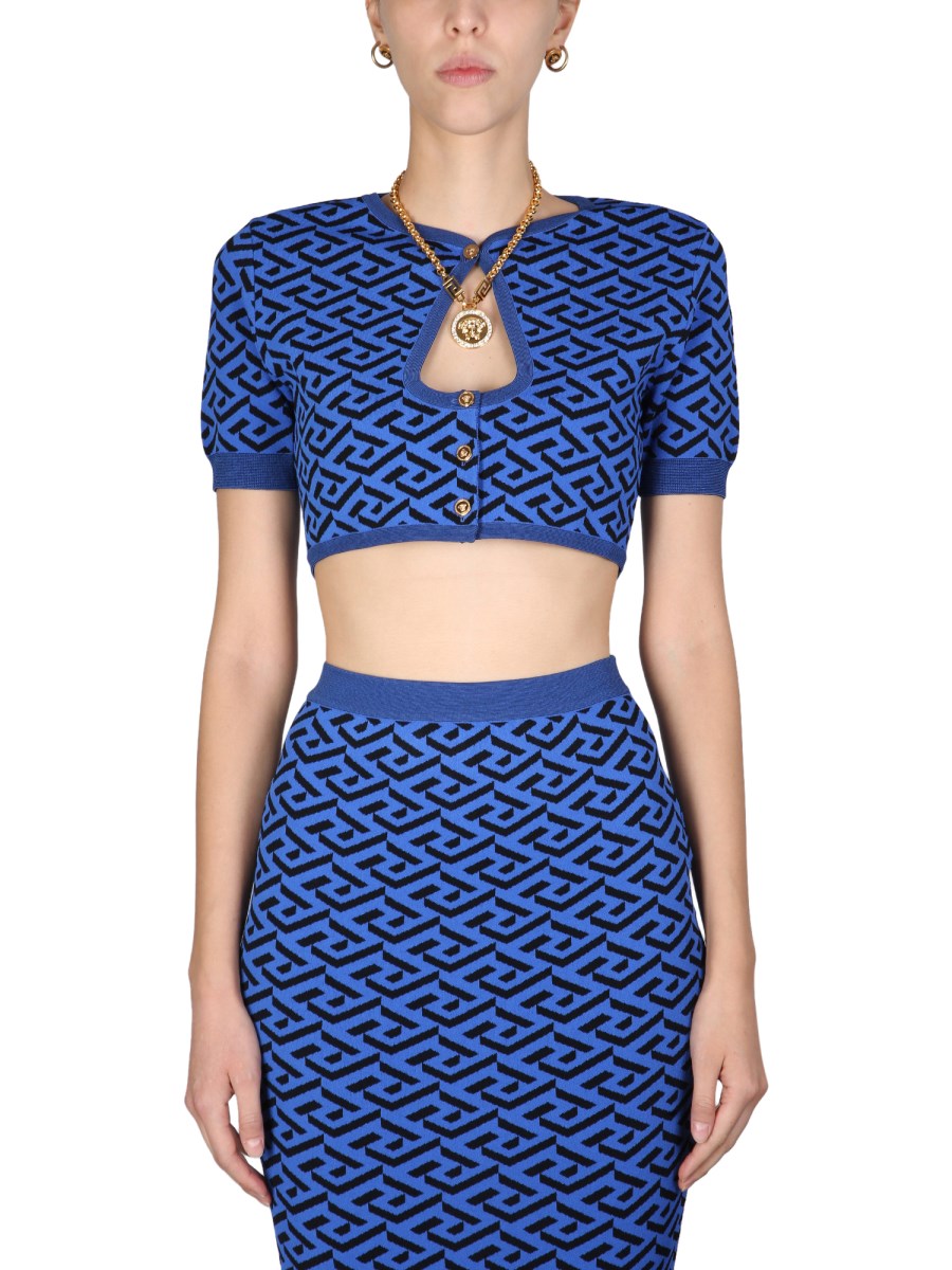 VERSACE - CUT-OUT SHORT CARDIGAN "LA GRECA" - Eleonora Bonucci