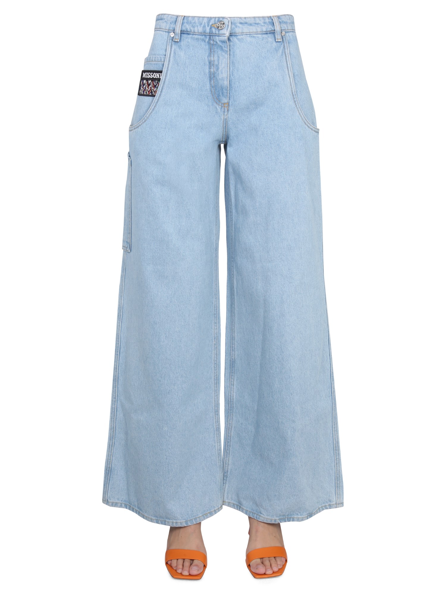 Missoni Zig-zag Panels Wide-leg Jeans In Denim | ModeSens