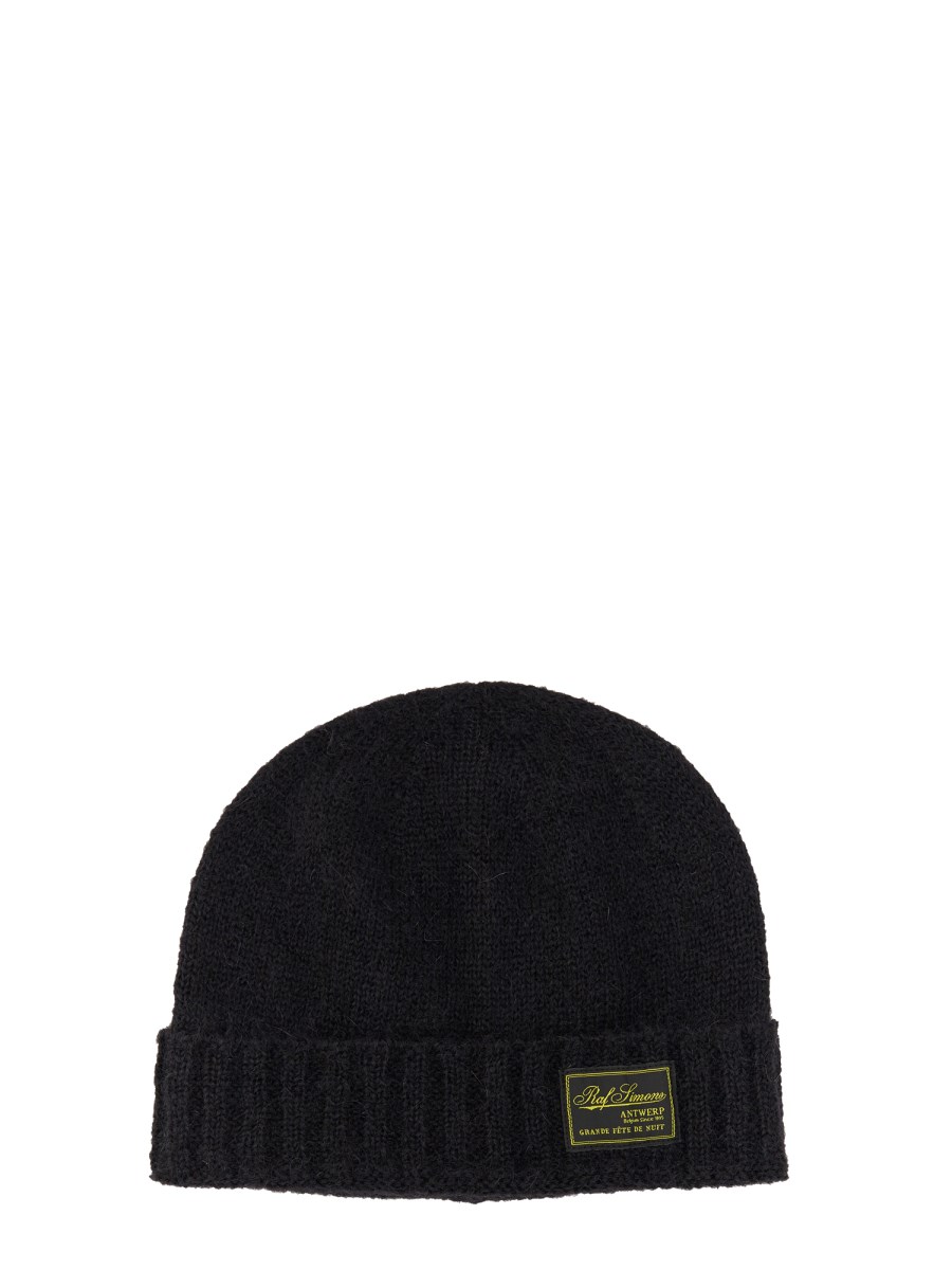 RAF SIMONS - BEANIE HAT WITH LOGO PATCH - Eleonora Bonucci