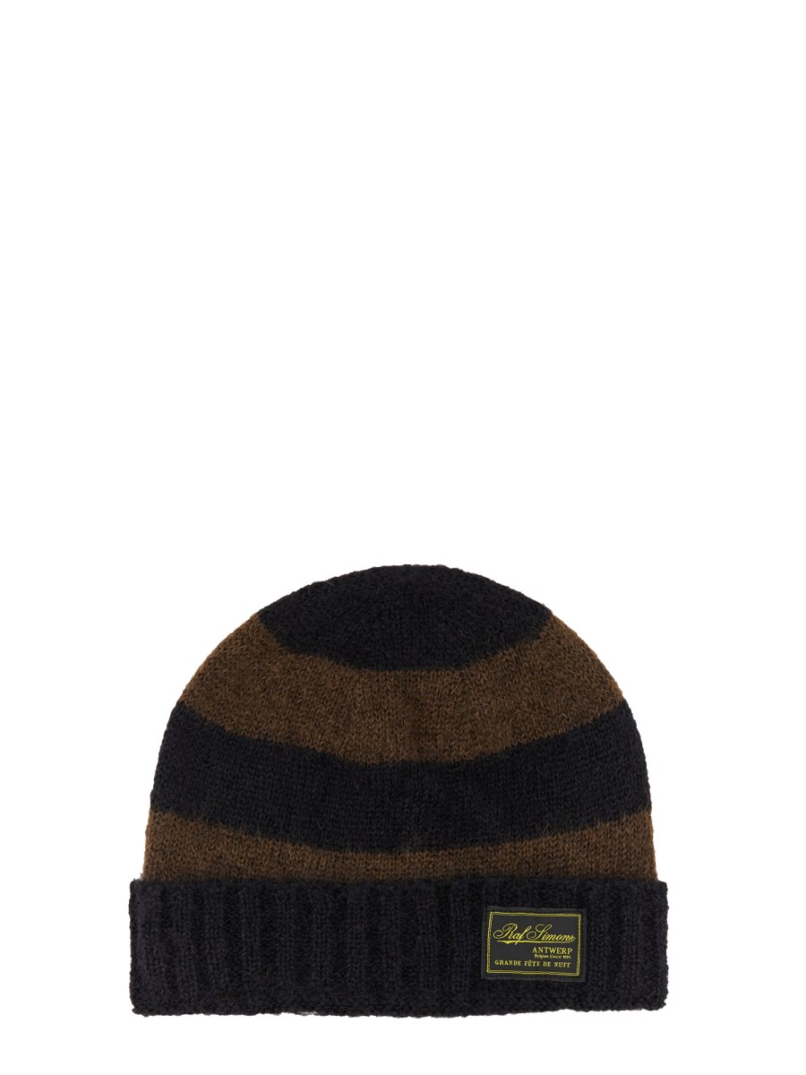 RAF SIMONS - BEANIE HAT WITH LOGO PATCH - Eleonora Bonucci