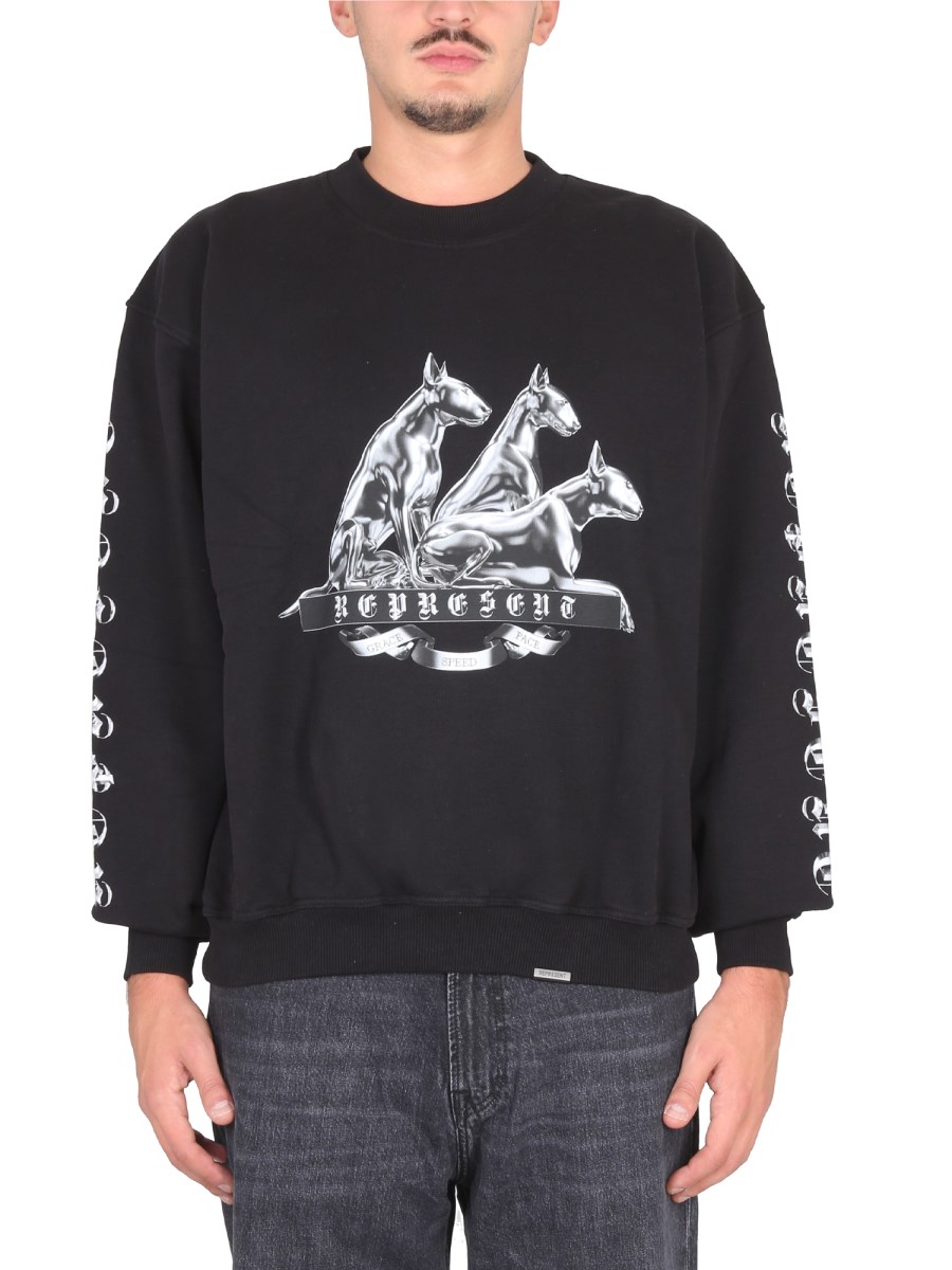 REPRESENT - COTTON FLEECE CREWNECK SWEATSHIRT WITH PRINT - Eleonora Bonucci