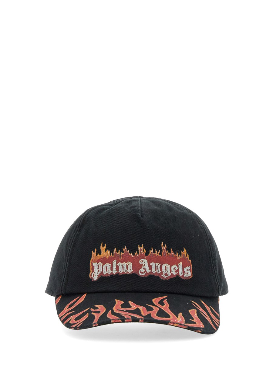 PALM ANGELS - BURNING LOGO BASEBALL HAT WITH LOGO EMBROIDERY - Eleonora ...