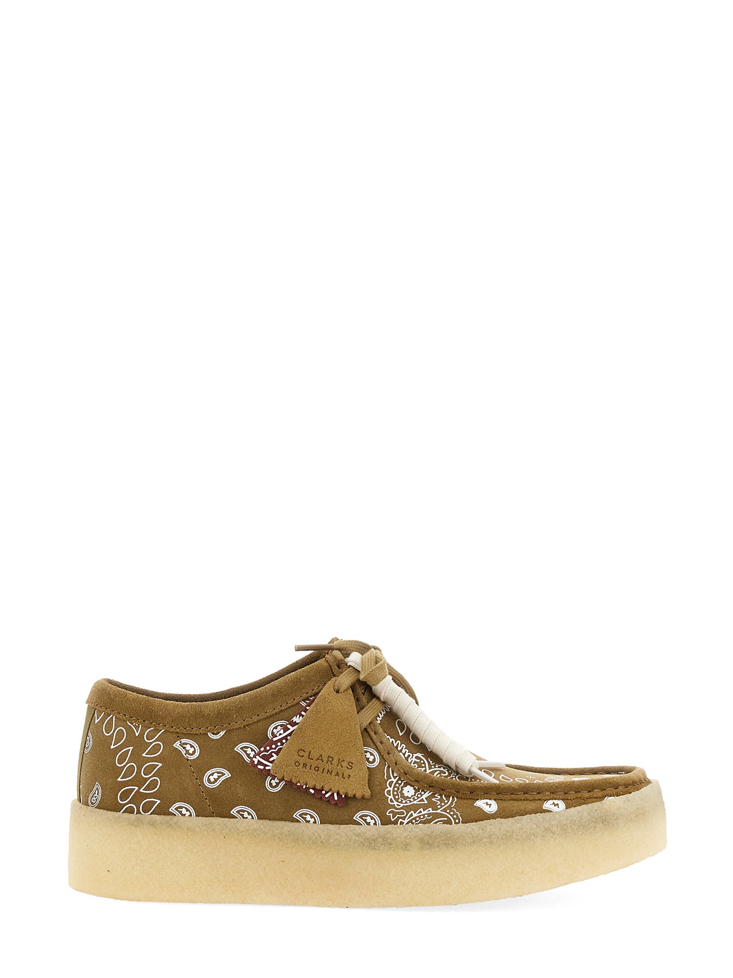Clarks Wallabee Cup M Mud Green Suede Moccasin With Paisley Print ...