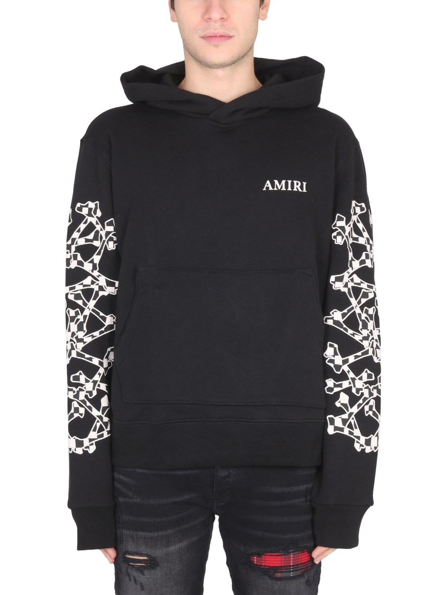 AMIRI - COTTON FLEECE HOODIE WITH LOGO PRINT - Eleonora Bonucci