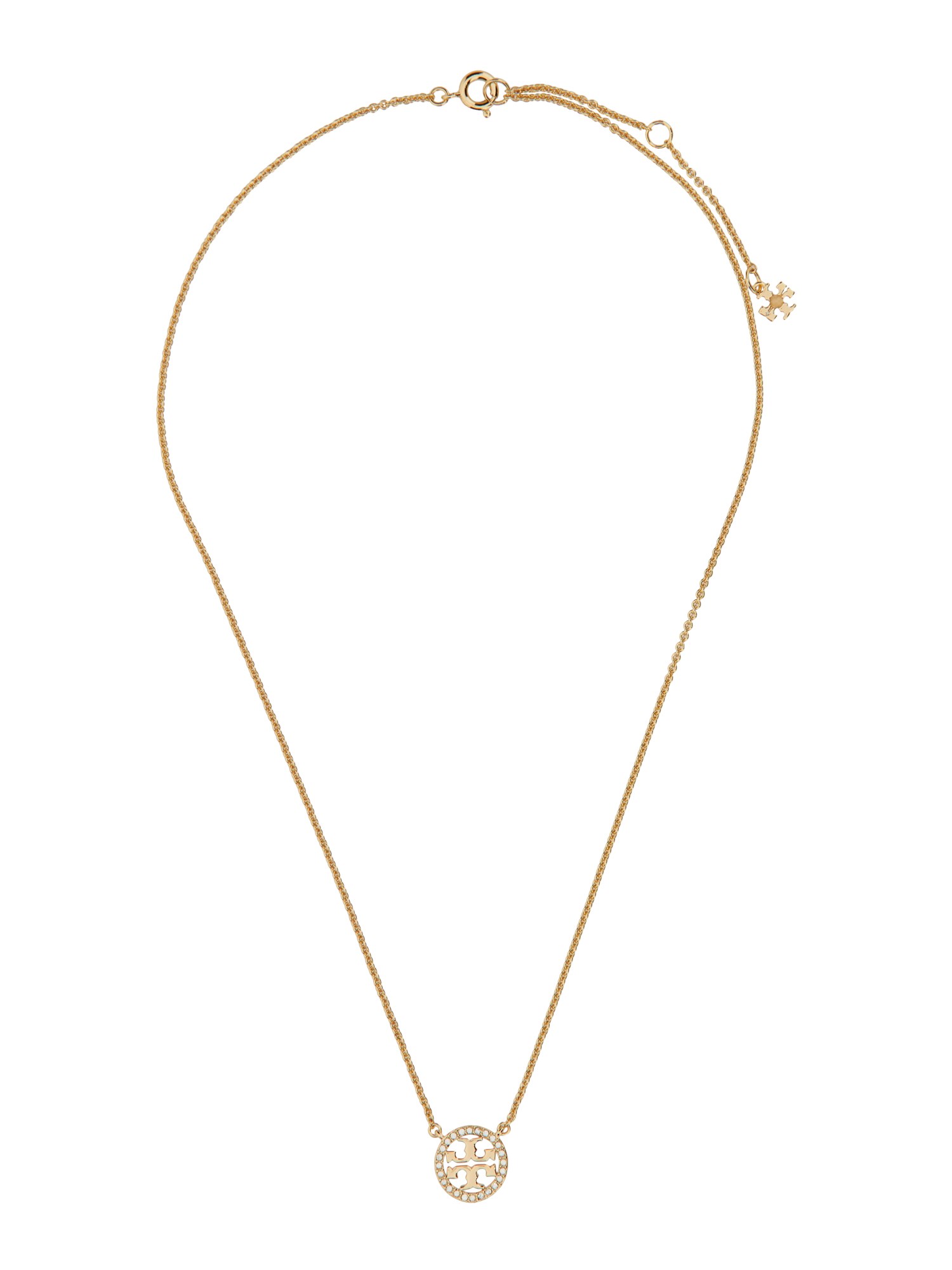 Tory Burch Crystal Logo Necklace In Gold | ModeSens