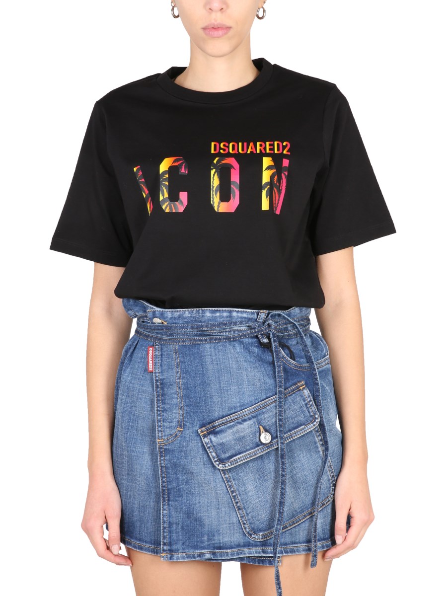 DSQUARED - ICON SUNSET EASY COTTON JERSEY T-SHIRT - Eleonora Bonucci