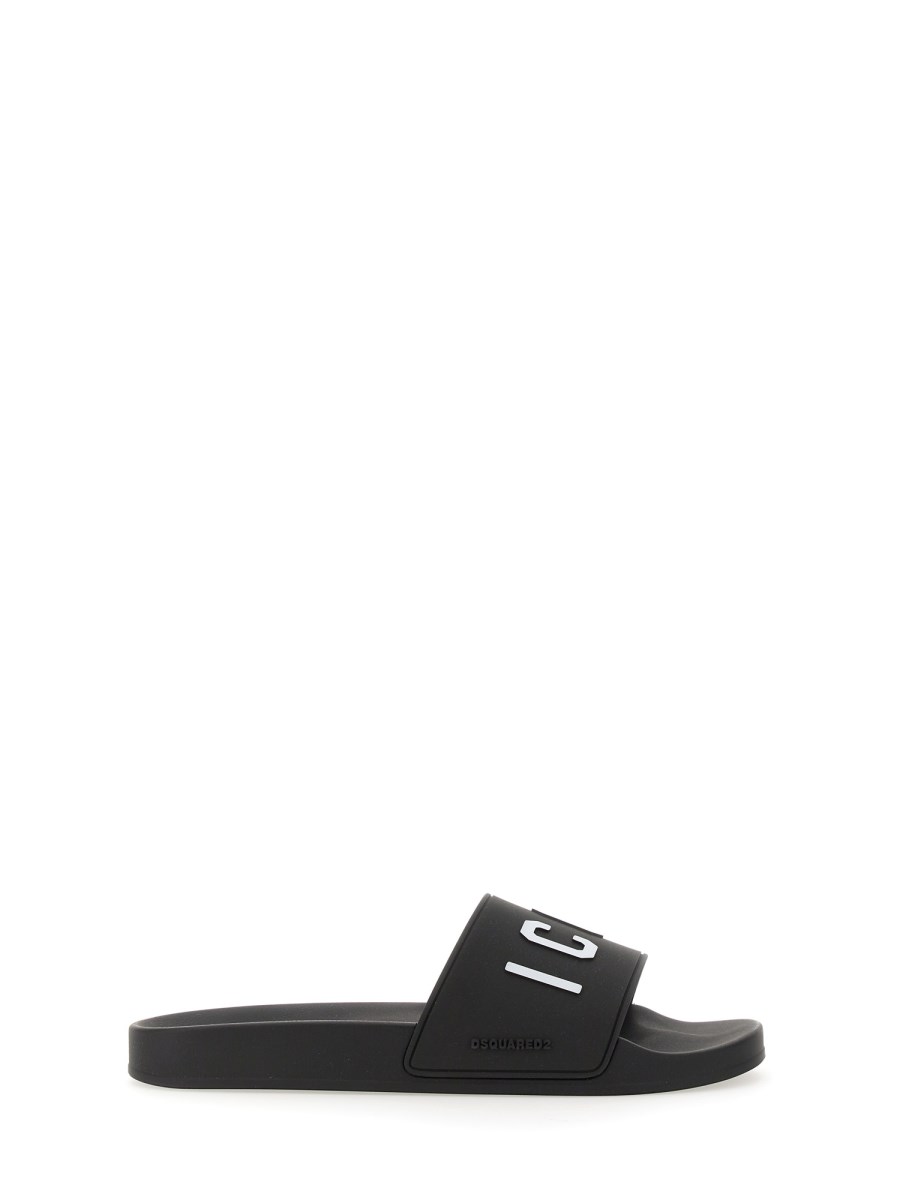 DSQUARED - ICON PRINT RUBBER SLIDE SANDAL - Eleonora Bonucci