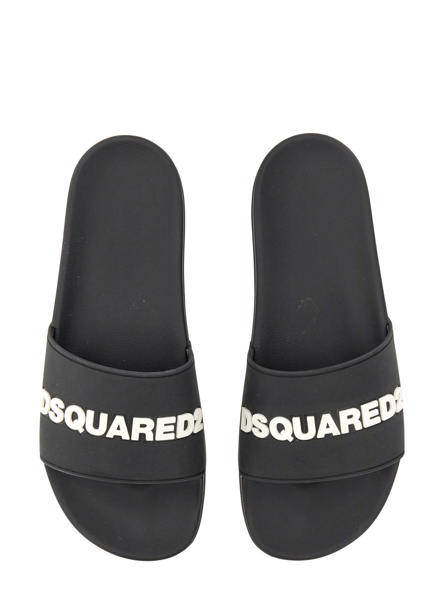 DSQUARED - RUBBER SLIDE SANDALS WITH LOGO PRINT - Eleonora Bonucci