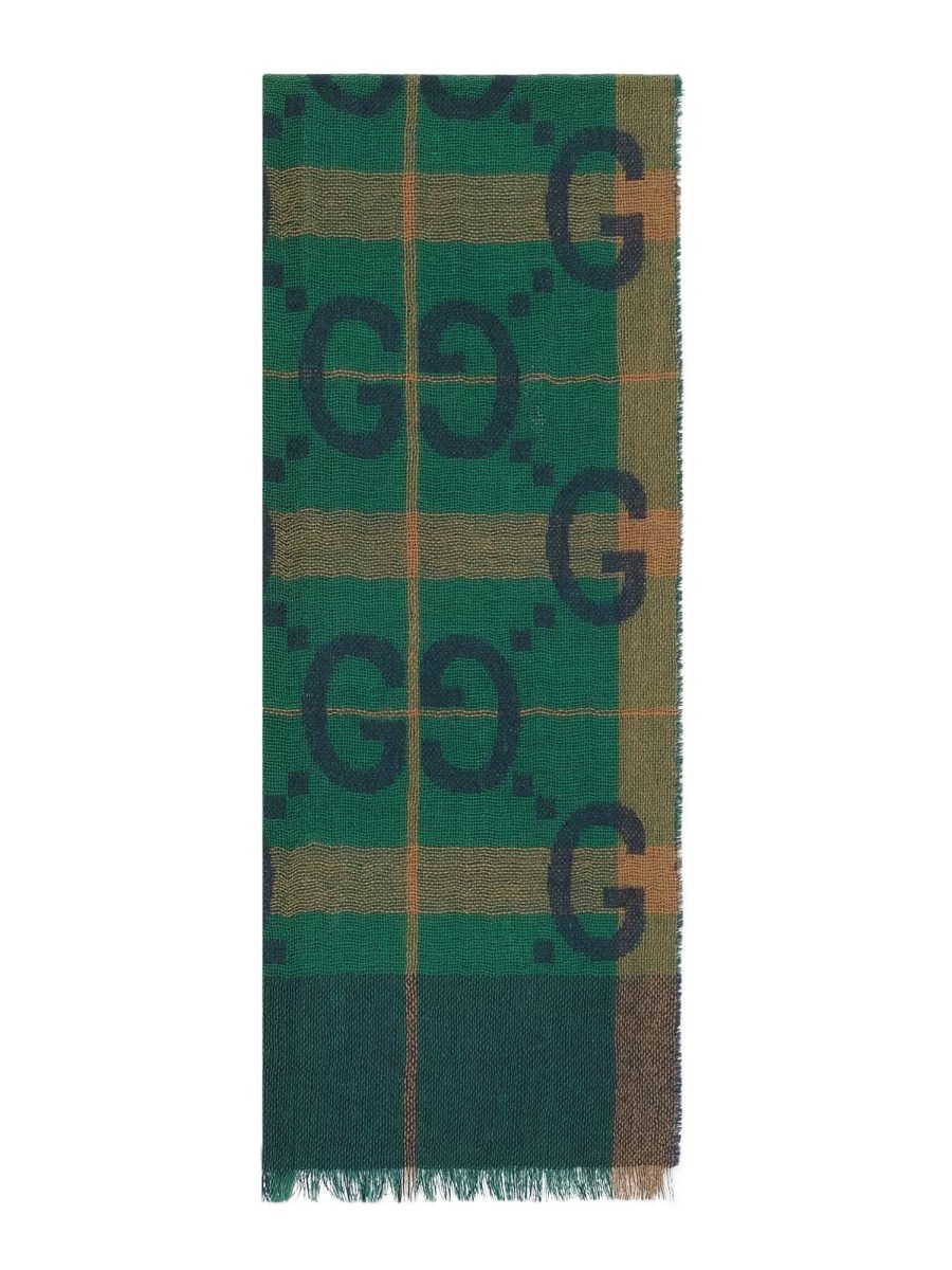GUCCI - STOLE WITH GG AND PLAID PATTERN - Eleonora Bonucci