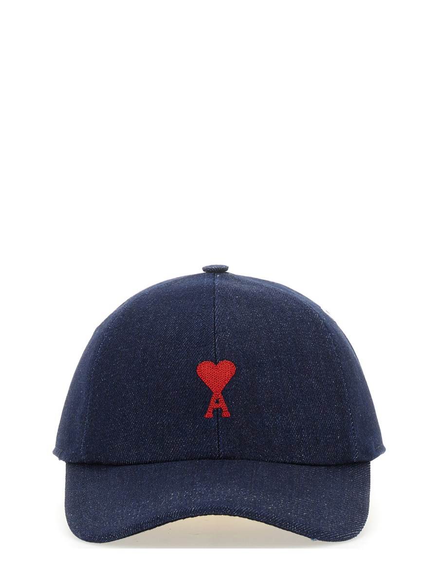 AMI PARIS - COTTON BASEBALL CAP WITH LOGO EMBROIDERY - Eleonora Bonucci