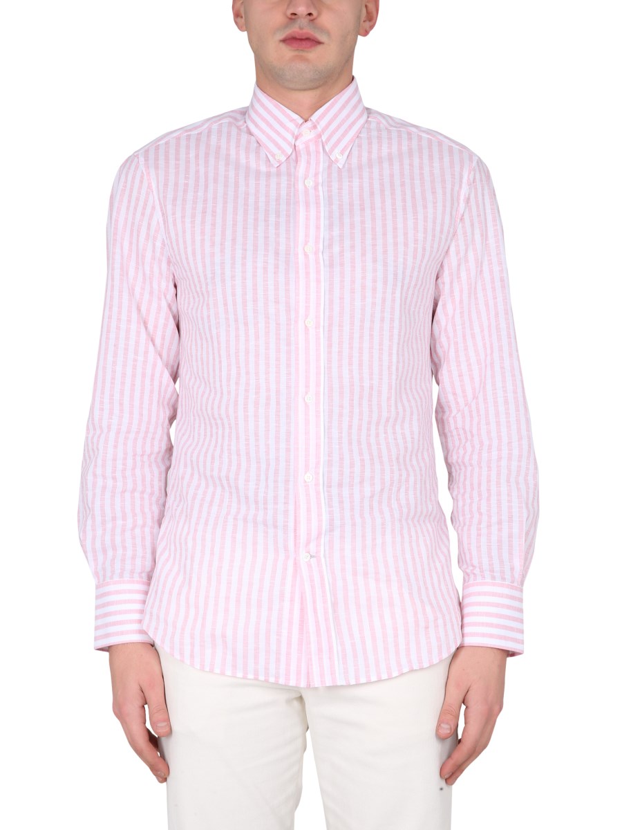BRUNELLO CUCINELLI - LINEN STRIPE PATTERN SHIRT - Eleonora Bonucci