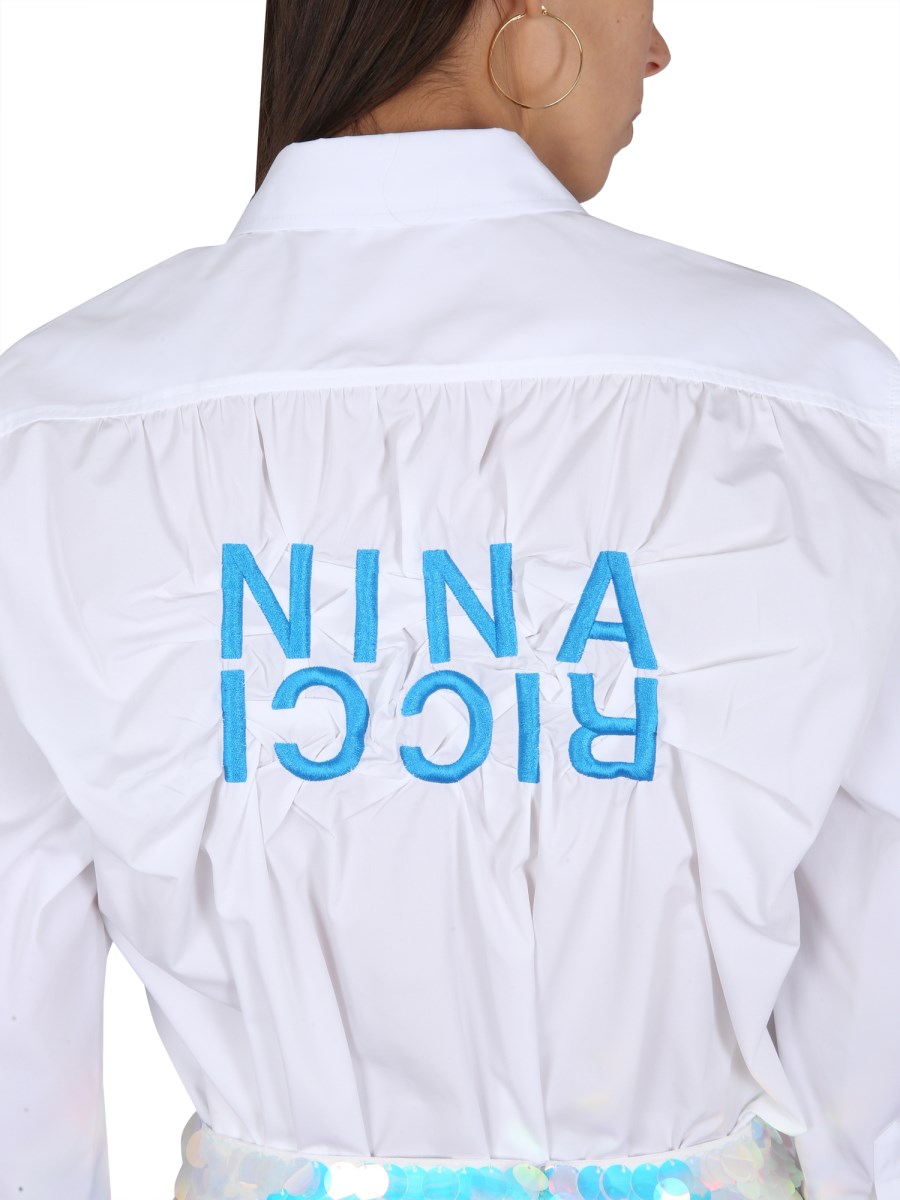 NINA RICCI - COTTON POPLIN SHIRT WITH LOGO EMBROIDERY NINA RICCI - COTTON POPLIN SHIRT WITH LOGO EMBROIDERY