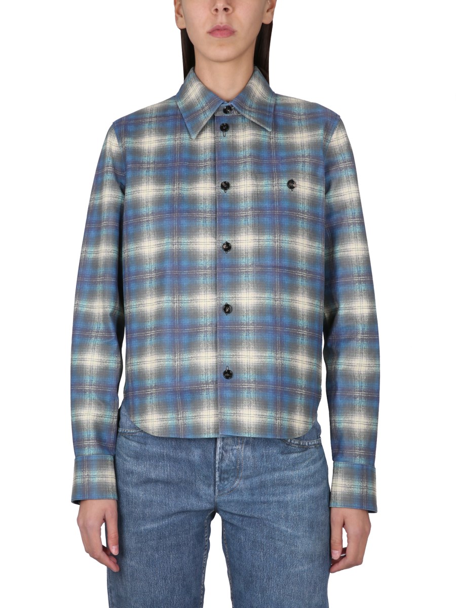 BOTTEGA VENETA - FLANNEL EFFECT PRINTED LEATHER SHIRT - Eleonora Bonucci