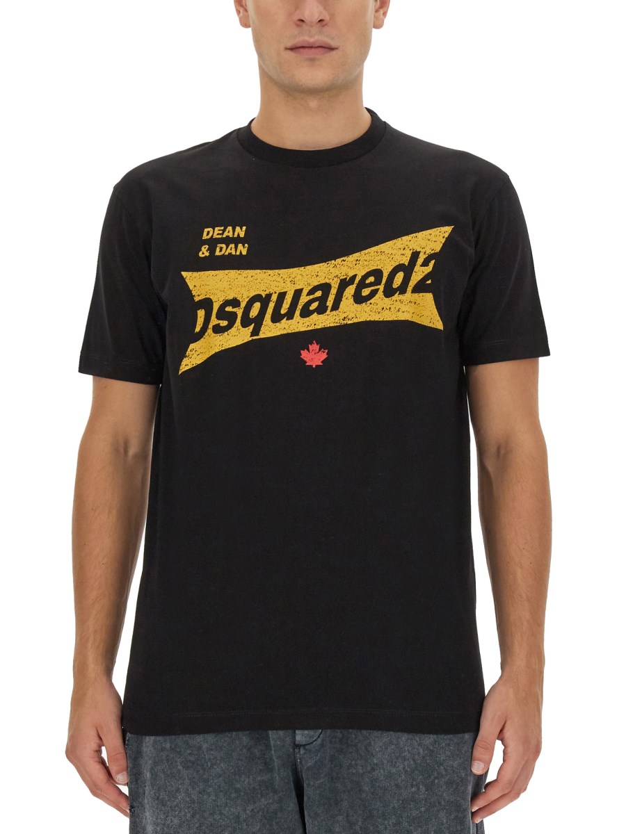 DSQUARED - COTTON JERSEY T-SHIRT WITH LOGO PRINT - Eleonora Bonucci