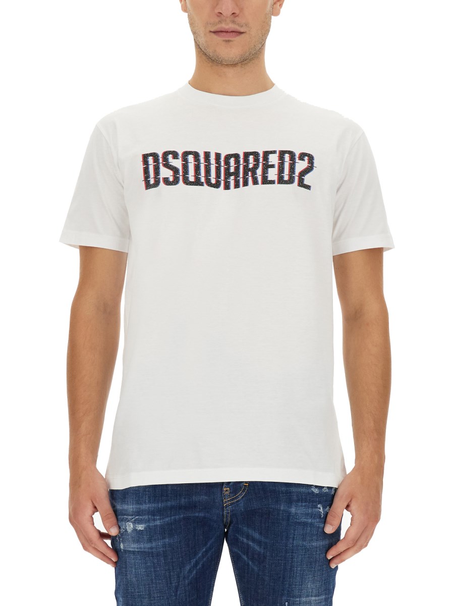 DSQUARED - COTTON JERSEY T-SHIRT WITH LOGO PRINT - Eleonora Bonucci