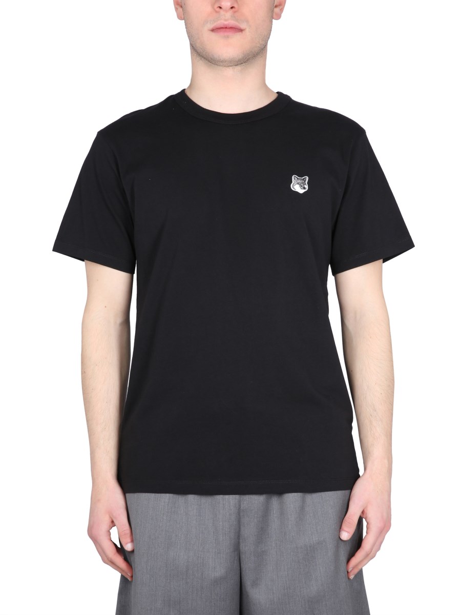MAISON KITSUNÉ - GREY FOX HEAD PATCH COTTON T-SHIRT - Eleonora Bonucci