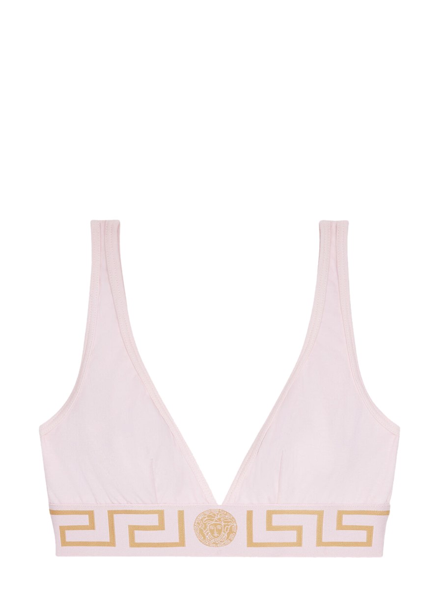 VERSACE - STRETCH COTTON BRALETTE WITH GRECA BORDER AND MEDUSA ...