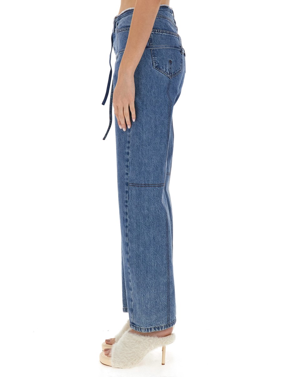 JACQUEMUS - COTTON DENIM JEANS WITH BELT - Eleonora Bonucci JACQUEMUS - COTTON DENIM JEANS WITH BELT - Eleonora Bonucci