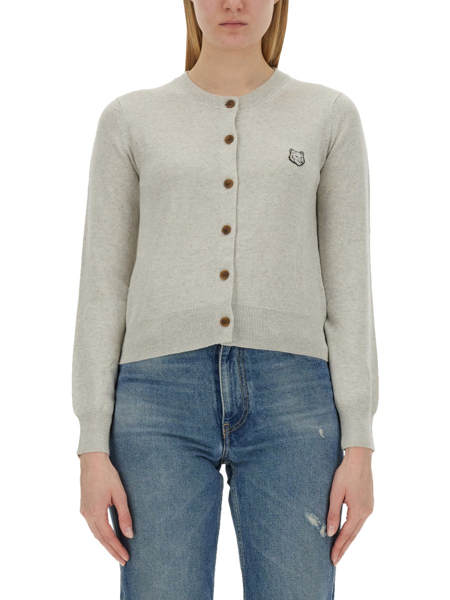 MAISON KITSUNÉ - WOOL CARDIGAN WITH FOX PATCH - Eleonora Bonucci