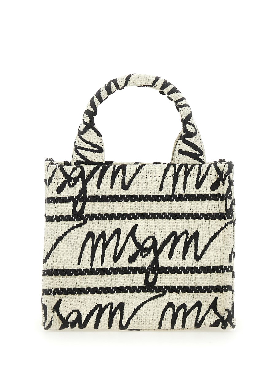 MSGM - JACQUARD LOGO CANVAS MINI TOTE BAG - Eleonora Bonucci