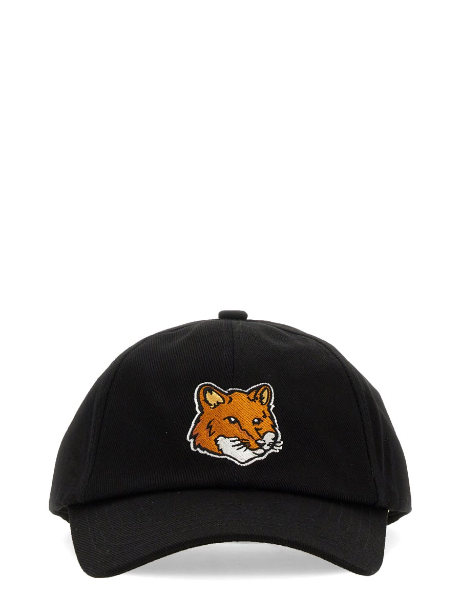 MAISON KITSUNÉ - COTTON BASEBALL CAP WITH LARGE FOX HEAD PATCH ...