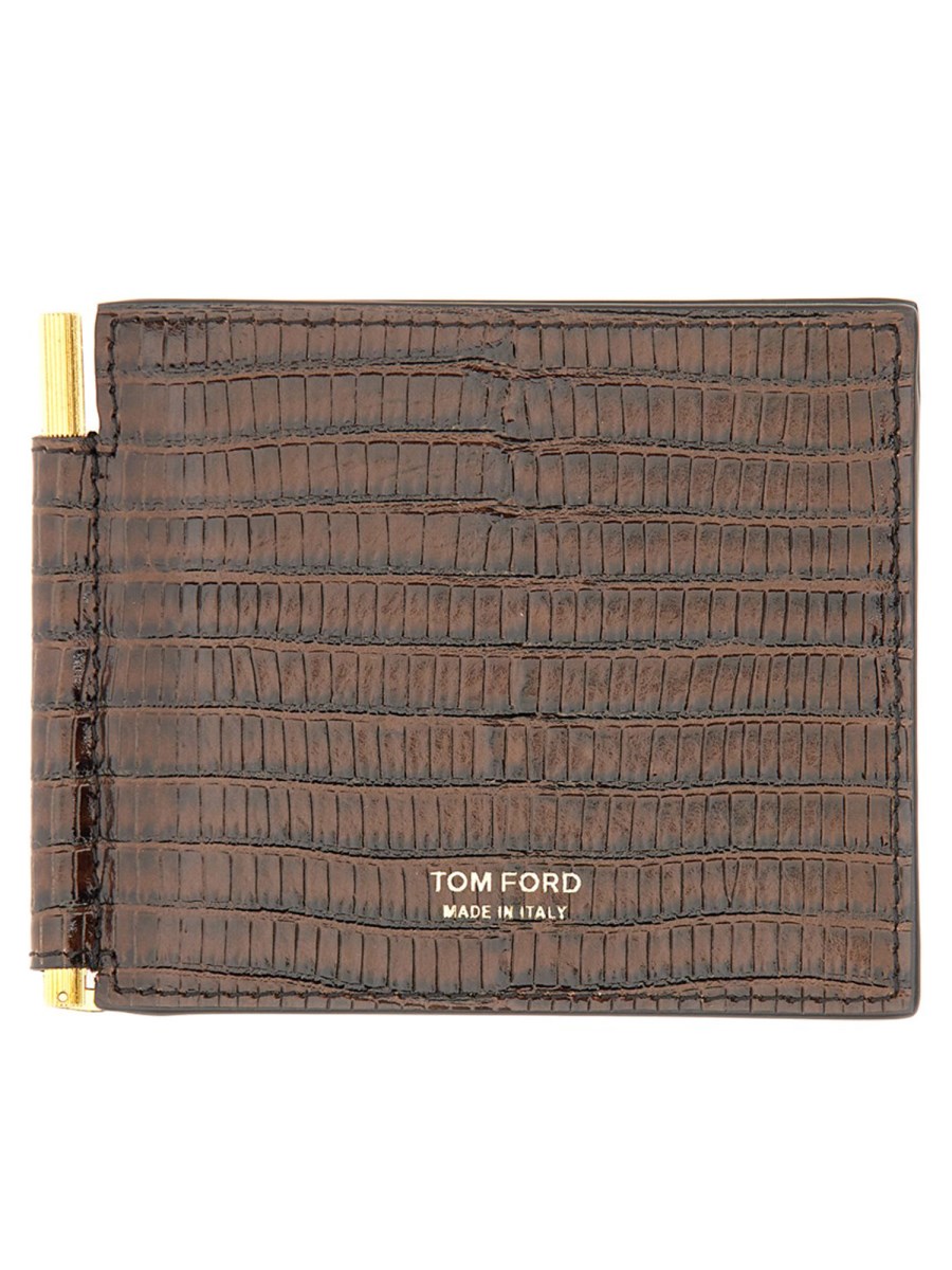 TOM FORD - LEATHER T LINE WALLET WITH MONEY CLIP - Eleonora Bonucci