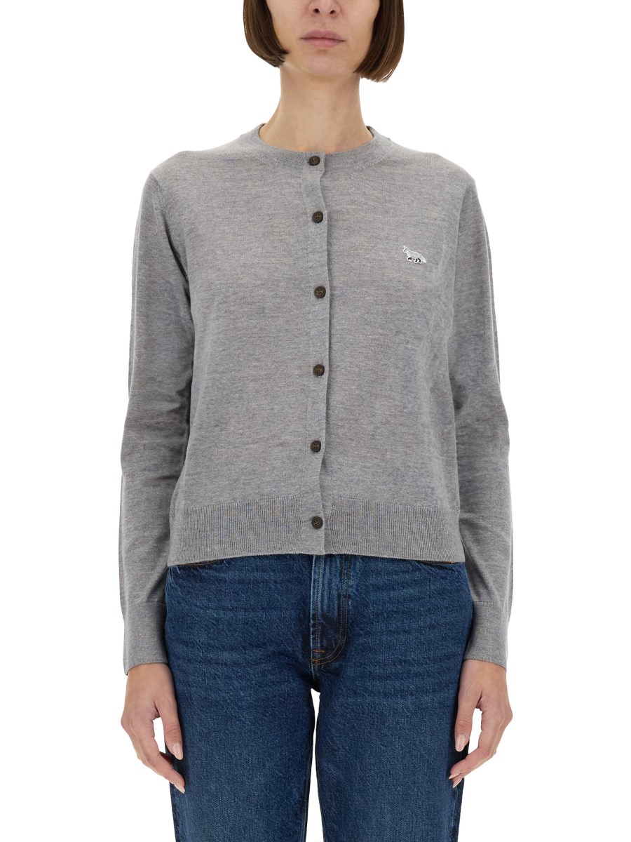 MAISON KITSUNÉ - WOOL "BABY FOX PATCH" CARDIGAN - Eleonora Bonucci