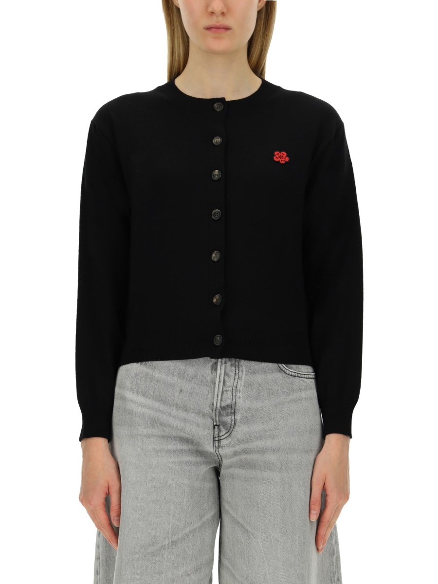 KENZO - WOOL CARDIGAN WITH LOGO EMBROIDERY - Eleonora Bonucci