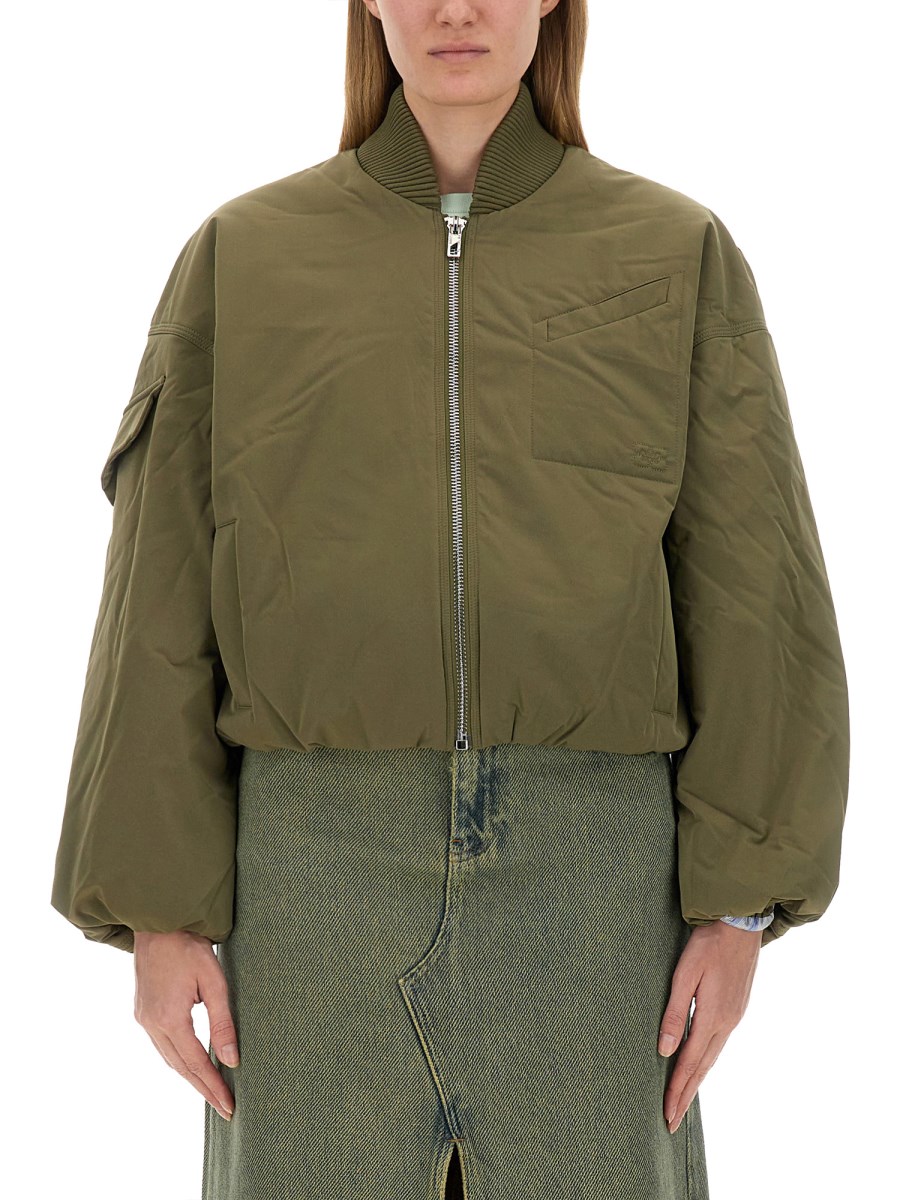 GANNI - OVERSIZED TWILL BOMBER JACKET - Eleonora Bonucci