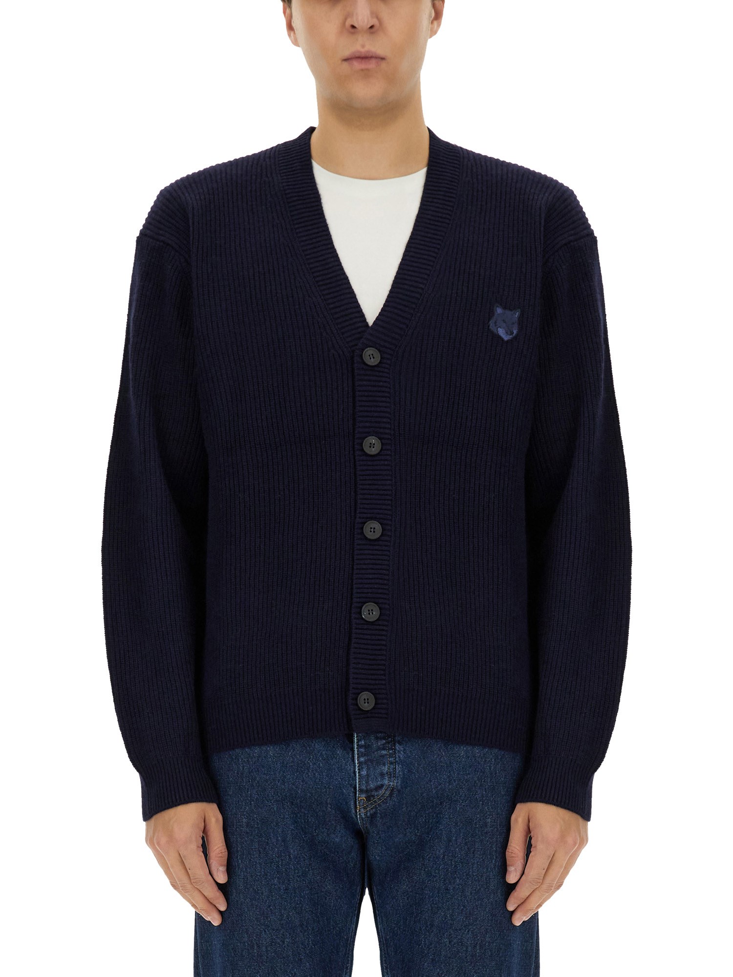 Maison Kitsuné Baby Fox Patch Regular Fit Cardigan In Black | ModeSens