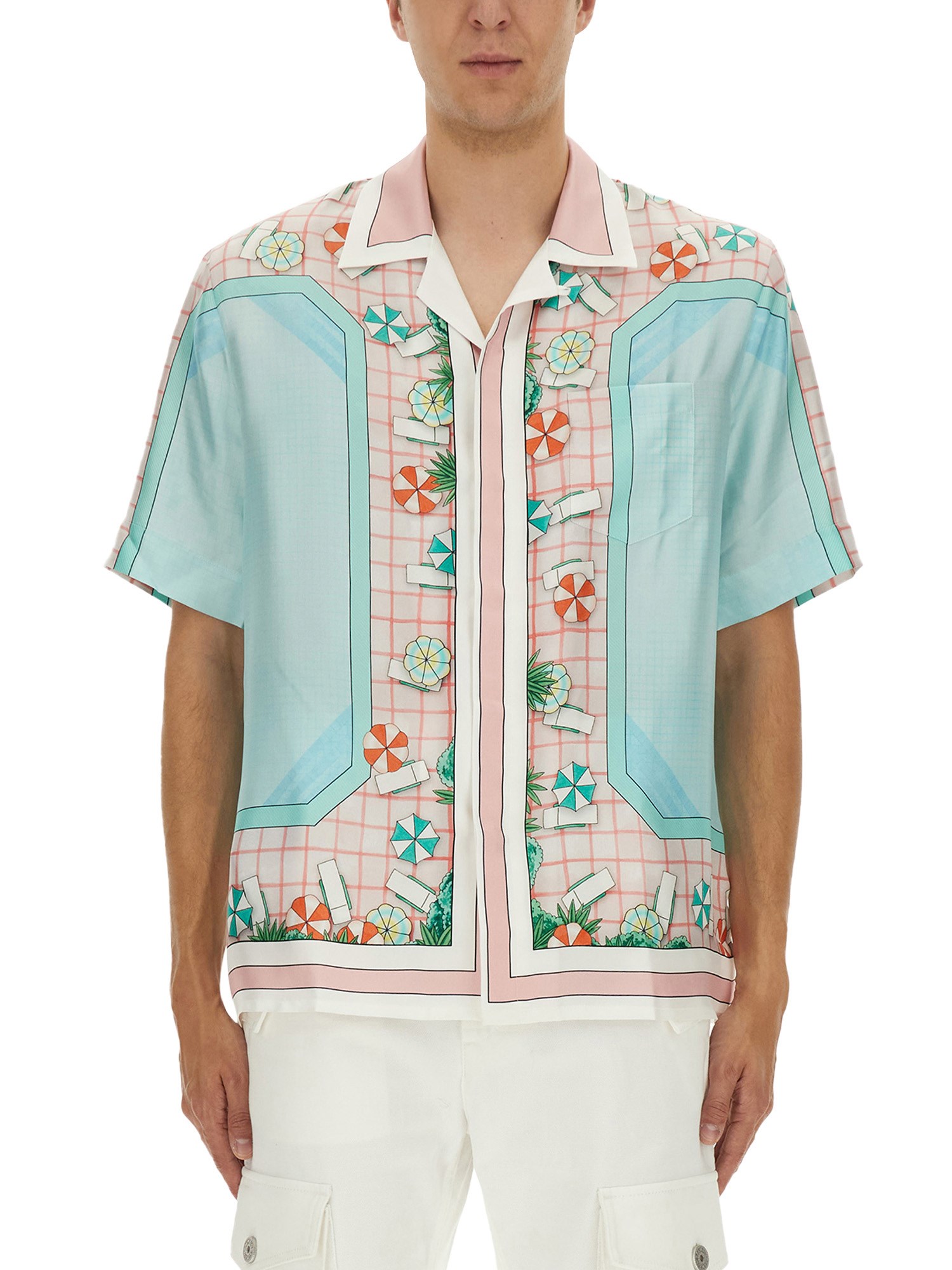 Casablanca Mens Copacabana Pink Copacabana Cuban-collar Short-sleeve ...